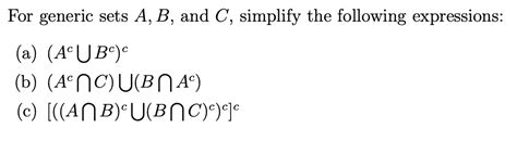 solved for generic sets a b and c simplify the following