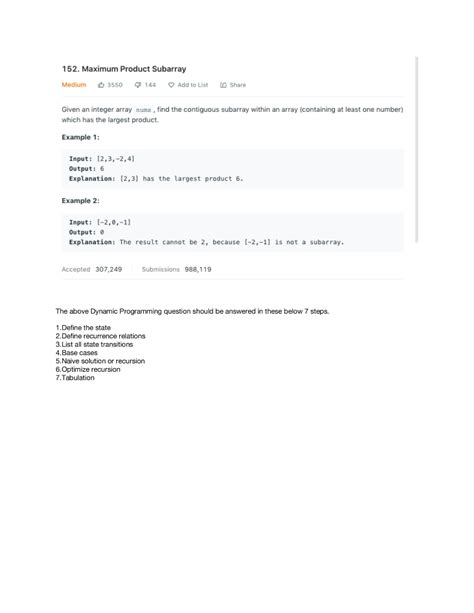 Solved 152 Maximum Product Subarray Medium 3550 144 Add To