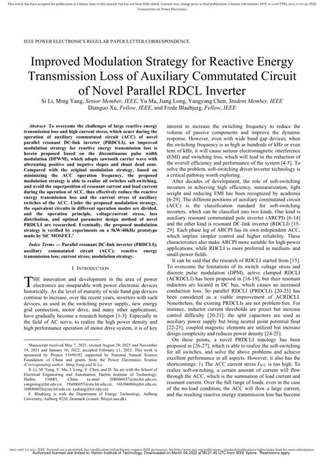 Pdf Improved Modulation Strategy For Reactive Energy Transmission