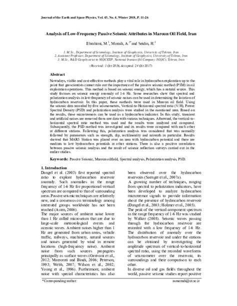 Pdf Analysis Of Low Frequency Passive Seismic Attributes In Maroun Oil Field Iran