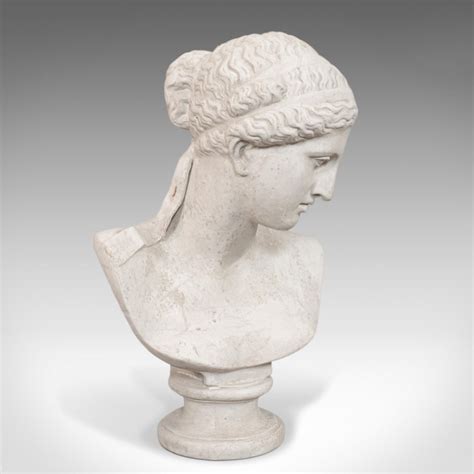 Vintage Portrait Bust English Plaster Statue Woman Classical Taste