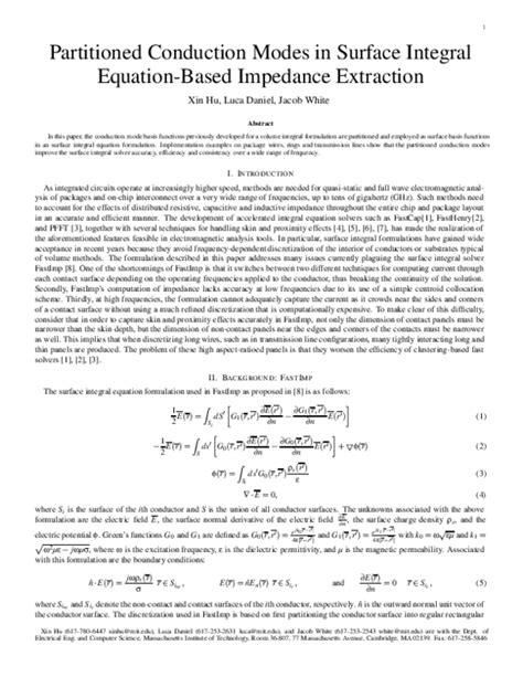 Pdf Partitioned Conduction Modes In Surface Integral Equation Based