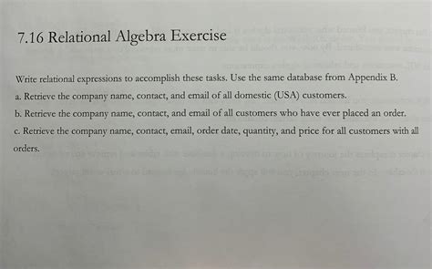 Solved Relational Algebra Exercise Write Relational Chegg