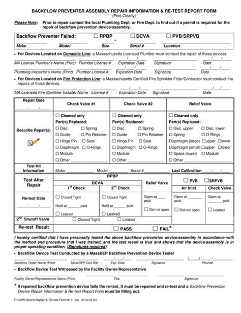Backflow Preventer Templates Pdf Download Fill And Print For Free