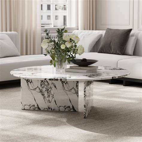 Modern White Marble Round Coffee Table｜homary