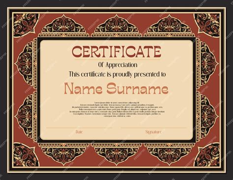 Premium Vector Classic Border Frame With Red Floral Batik Pattern For