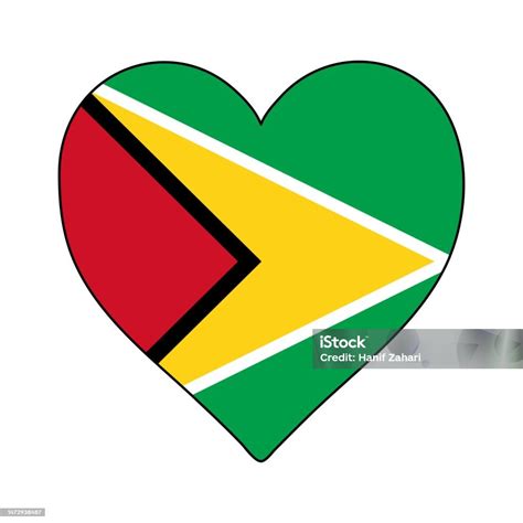 가이아나 하트 모양 플래그입니다 가이아나를 사랑해 가이아나를 방문하십시오 남아메리카 라틴 아메리카 벡터 일러스트레이션 그래픽 디자인 0명에 대한 스톡 벡터 아트 및 기타