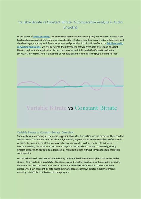 Variable Bitrate Vs Constant Bitrate A Comparative Analysis In Audio