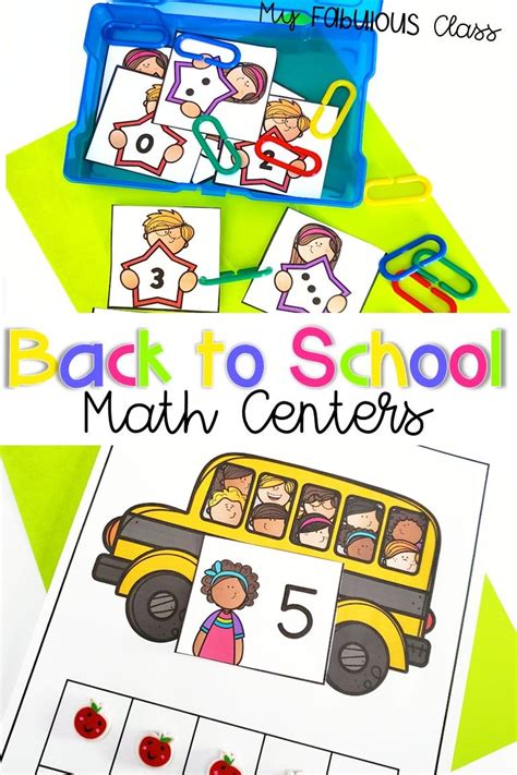 Kindergarten Back To School Math Activities And Centers Math Centers