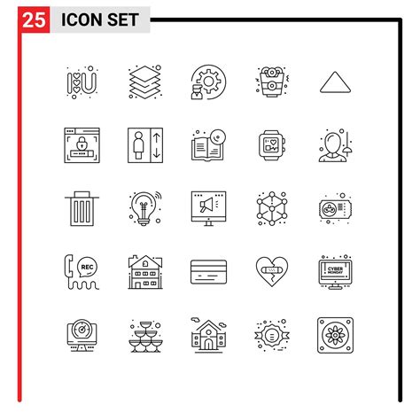Stock Vector Icon Pack Of 25 Line Signs And Symbols For Up Food Coding Fast Food Programmer