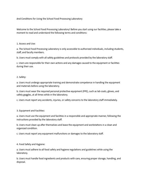 Use Of Food Processing Laboratory Pdf Laboratories Safety