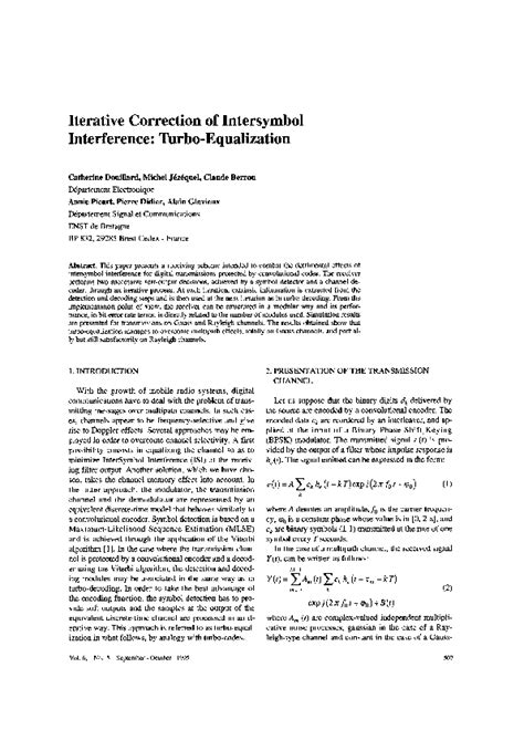 Pdf Iterative Correction Of Intersymbol Interference Turbo Equalization