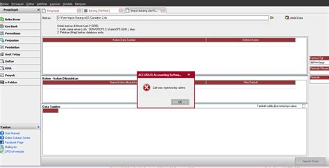 Error Call Was Rejected By Callee Saat Impor Data Di Accurate RENE
