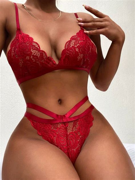 Red Lace Lingerie Set Hot Coitus