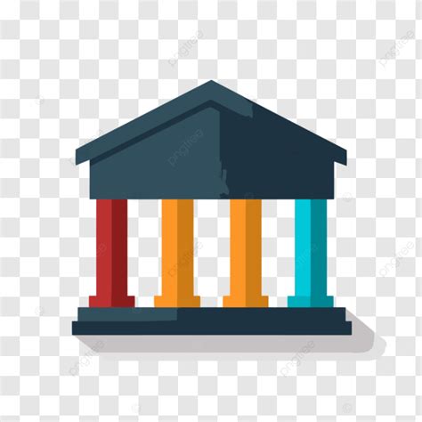 기둥이 있는 컬러 건물 벡터 흰색 배경에 있는 단순한 다채로운 대출 아이콘 그림자 없음 작은 프레임 중앙 Png 일러스트 및 벡터 에 대한 무료 다운로드 Pngtree