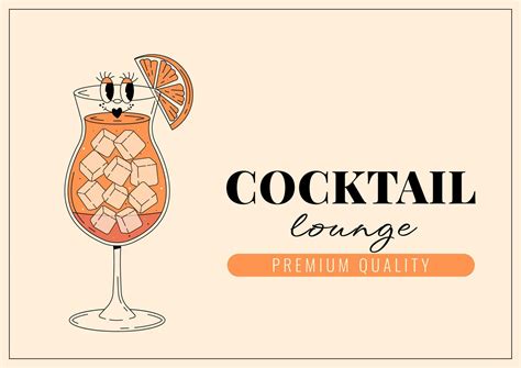 Groovy Character Sex On The Beach Retro Banner And Label With Popular Alcoholic Beverage Cafe