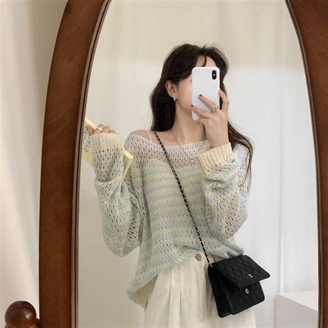 무이 단가라 펀칭 보트넥 니트4color 에이블리