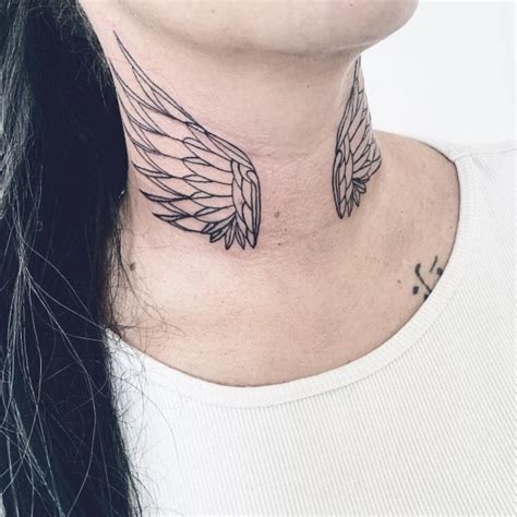 Angel Wings Tattoos On Neck
