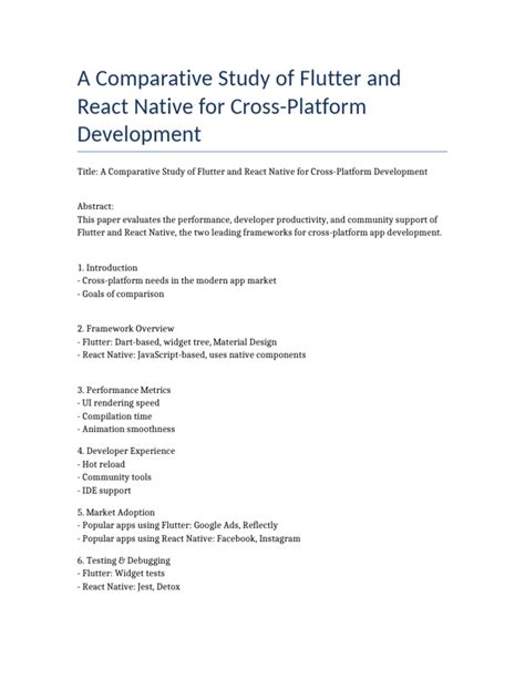 A Comparative Study Of Flutter And React Native For Cross Platform
