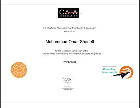 Passed Caia Exam With Expertise In Alternative Investments Mohammad