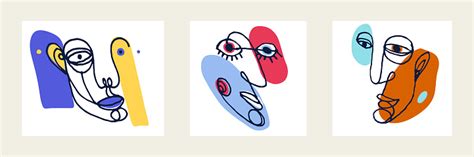 추상적 인 얼굴 벡터 초상화 세트 추상화 예술 남자 머리 손으로 최소한의 현대 작품 인간의 얼굴 추상화 그린 가공의 인물에 대한 스톡 벡터 아트 및 기타 이미지 Istock