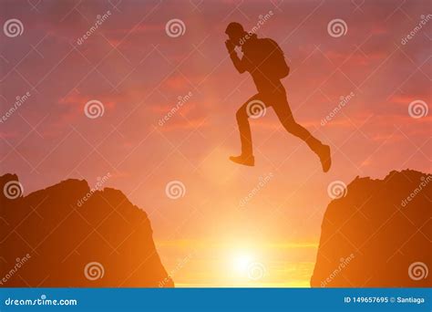 Man Jump Through The Gap Element Of Design Stock Image Image Of Excitement Happiness