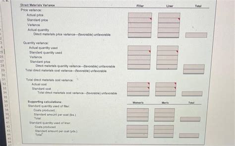 Solved Standard Amount Per Unit Begin Tabular C C C Chegg Com