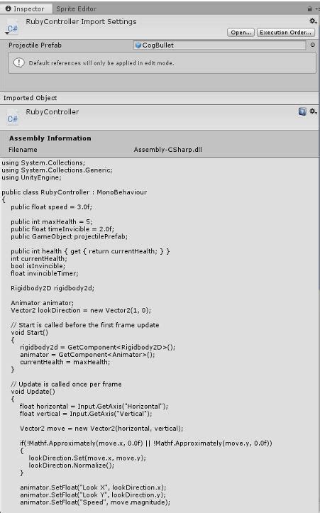 Ruby 2D Tutorial UnassignedReferenceException Unity Engine Unity