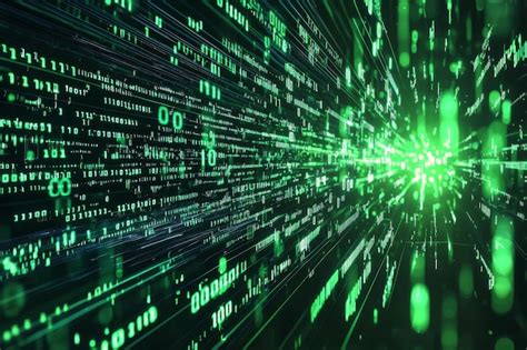 green dark binary code with data streaming background created with generative ai premium ai