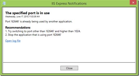 Iis Express The Specified Port Is In Use