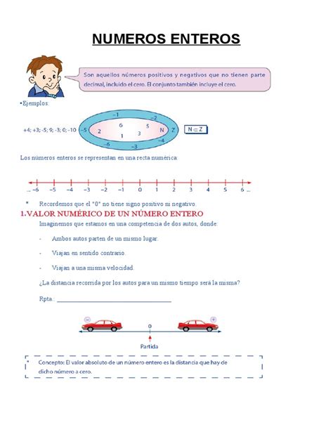 Los Números Enteros 6to De Primaria Pdf Entero Matemáticas