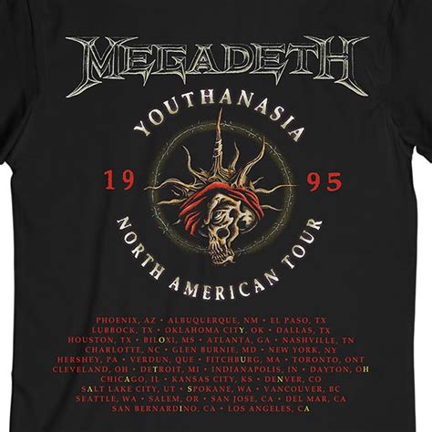 Megadeth メガデス Youthanasia 1995 North American Tour Tシャツ ブラック T