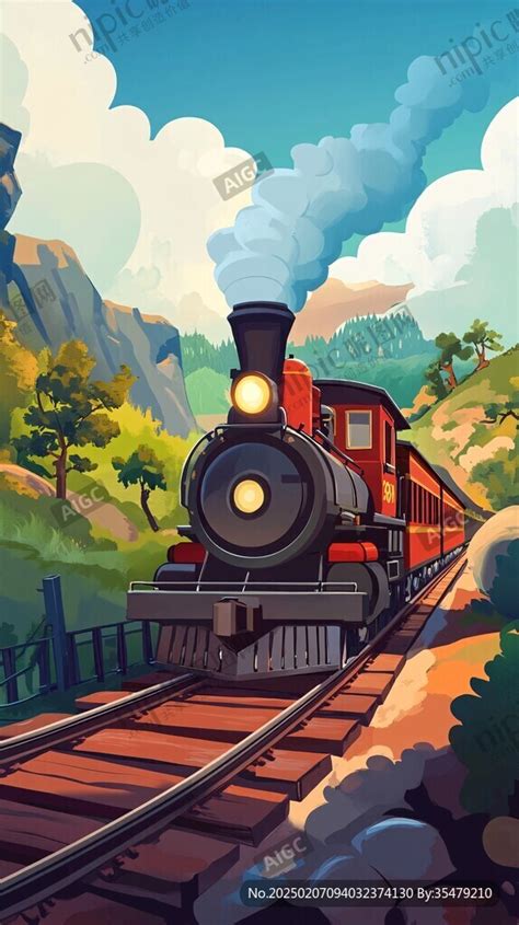 Ai创作图火车插画 复古铁路运输场景 火车旅行风景 古代蒸汽火车 复古火车月台场景 客运蒸汽火车 火车旅途风景 穿梭在山林里的火车 复古铁路场景 怀旧蒸汽火车 小火车站行车室场景 森林里行驶的