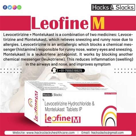 Tablet Levocetirizine Leofine M Tab For Hospital Who At Rs 112 Box In Bhawanigarh