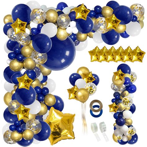 148pcs Navy Blue Gold Balloon Arch Garland Royal Blue White