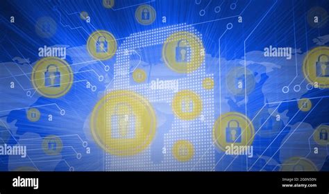 Composition Of Online Security Padlock Icons Over World Map And