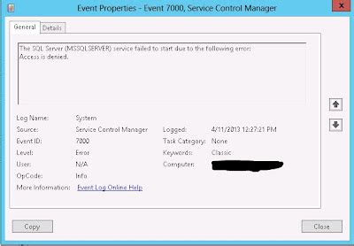 SQL Experts Event ID 7000 The SQL Server Service Failed To Start