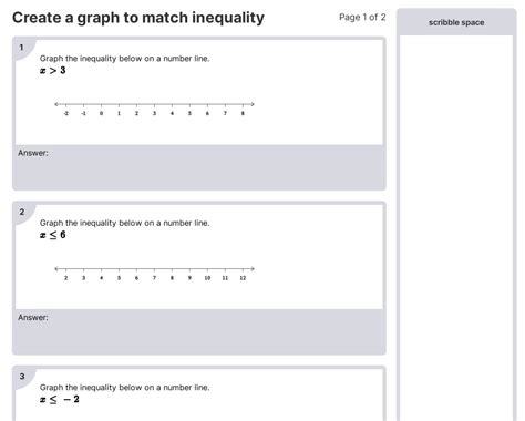 Create A Graph To Match Inequality Worksheet [pdf] 6 Rp A 1 6th Grade Math