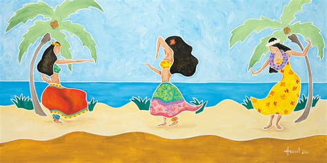 David J Hansel The Artist Hula Girls Painting