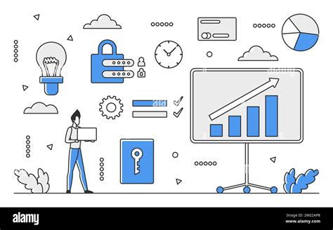 Business Process Analysis Analytics Presentation Performance Indicators Vector Monocolor