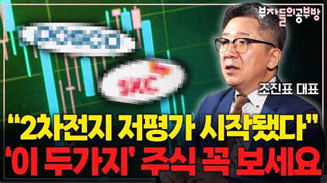 2차전지 주가 저평가 입니다 이 두가지 주식 꼭 보세요 조진표 대표 Youtube
