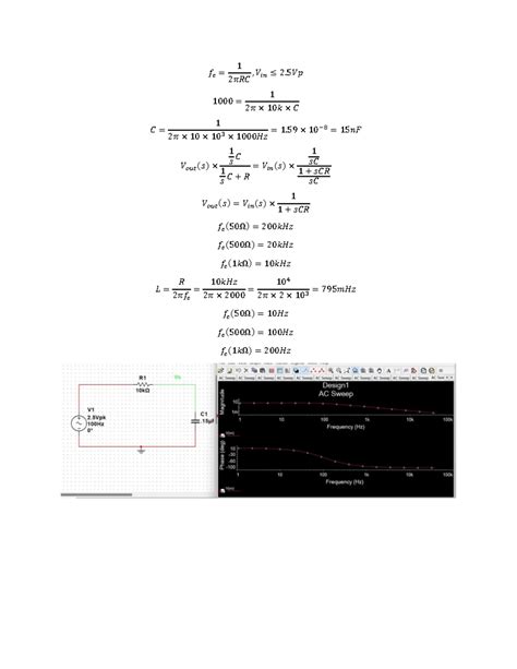 Pre Lab 9 Pre Lab Report 9 𝑓𝑐 1 2𝜋𝑅𝐶 𝑉𝑖𝑛 ≤ 2𝑉𝑝 1000 1 2𝜋 × 10𝑘 × 𝐶 𝐶 1 2𝜋 × 10 × 10