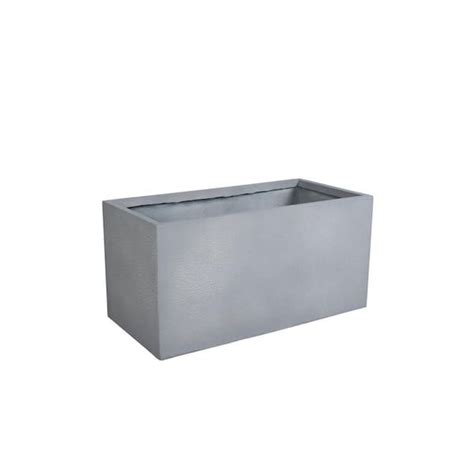 Leisuremod Flora Indoor And Outdoor Rectangular Fiberstone Planter Pot
