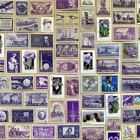 66 Cents Purple Vintage Postage Stamp Variety Pack Set Of 5 Postage
