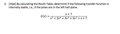 Solved 3 15pt By Calculating The Routh Table Determine