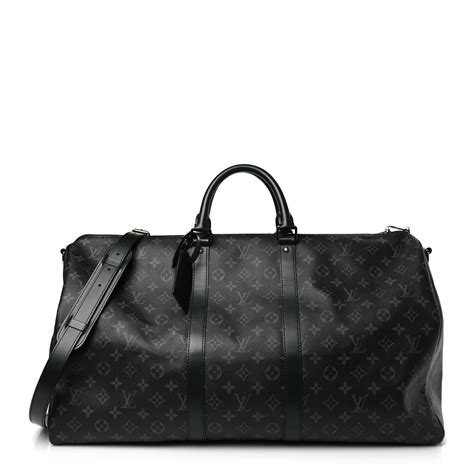Louis Vuitton Taiga Monogram Eclipse Keepall Bandouliere 50 Pacific Blue 1391872 Fashionphile