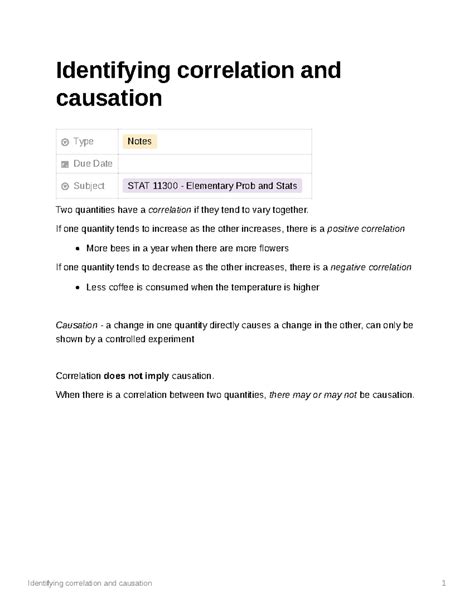 Identifying Correlation And Causation If One Quantity Tends To Increase As The Other Increases