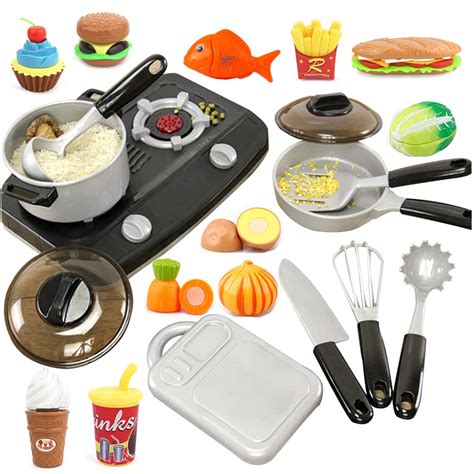 Buy 20 Pcs Kitchen Playsets Omgod Play House Toy Breakfast Stove Pots Utensils And Pans Food