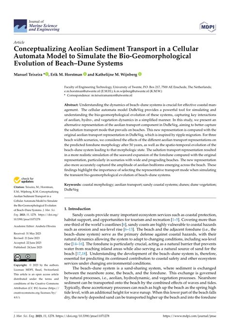 Pdf Conceptualizing Aeolian Sediment Transport In A Cellular Automata Model To Simulate The
