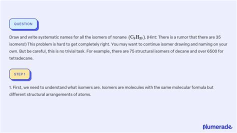 Solveddraw And Write Systematic Names For All The Isomers Of Nonane